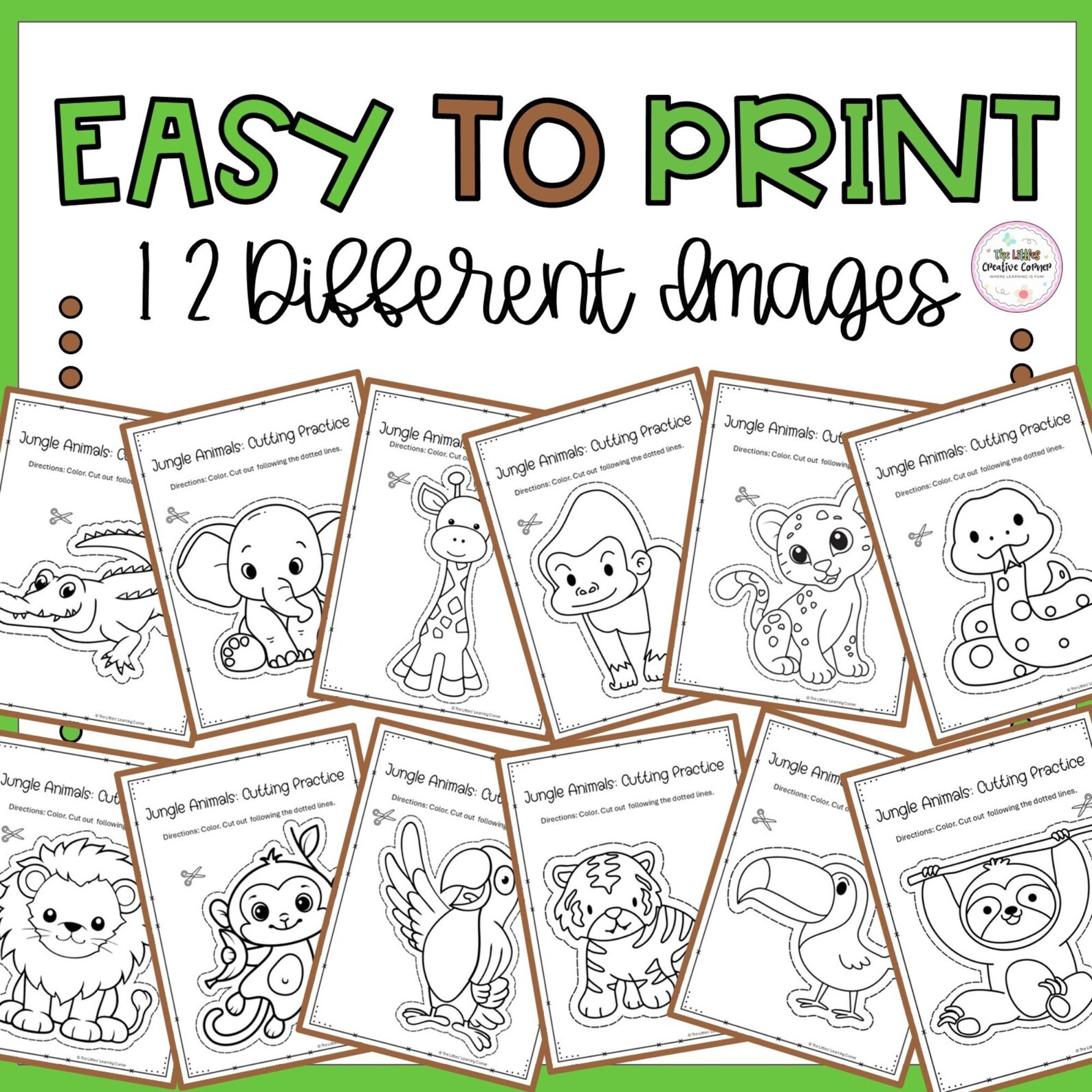 Jungle Animal Color Cut Craft | Scissor Skills & Fine Motor Activity ...