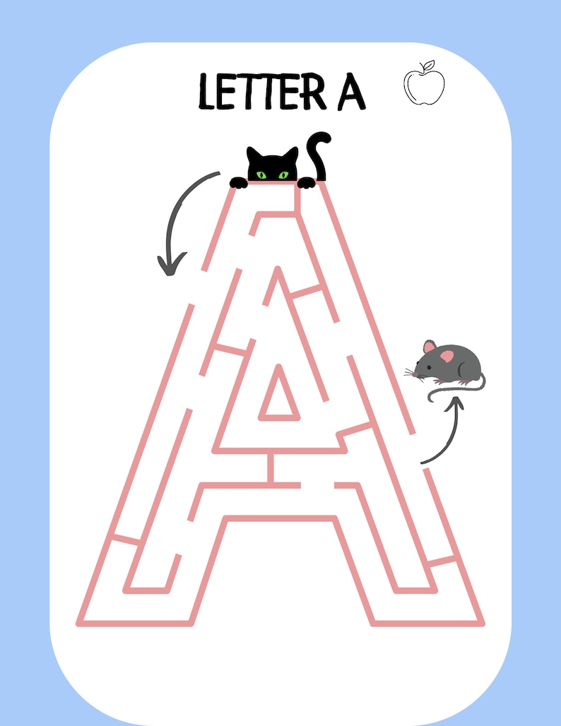 Printable Alphabet Maze Activity - Educational Learning Game for Kids ...