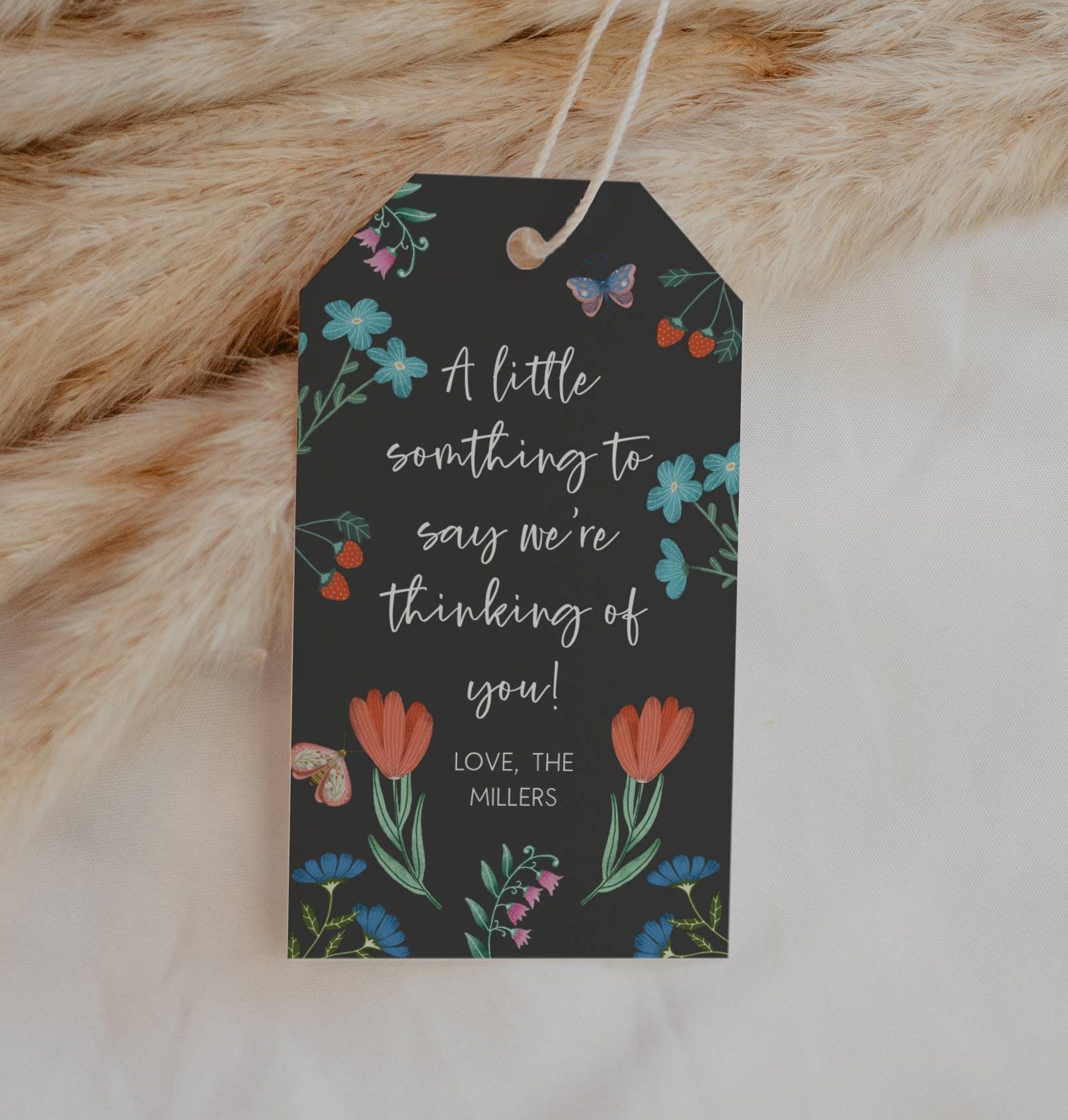 Editable Thinking of You Tag, Sympathy Gift Tag, Floral Gift Tag ...