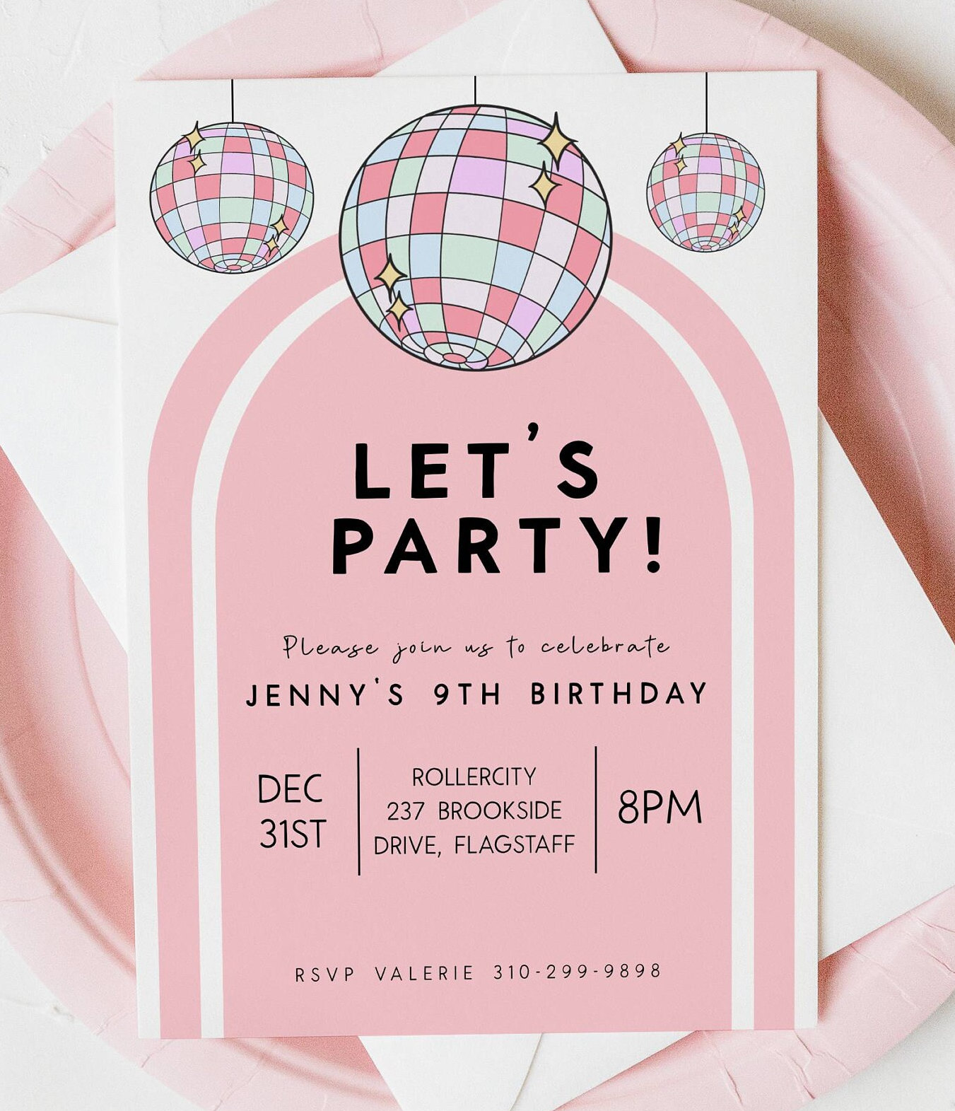 Editable Disco Party Invitation, Disco Dance Party Invite, Skate Party ...