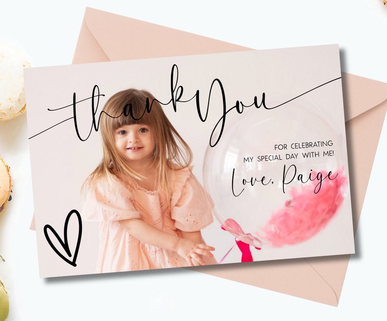 Editable Custom Photo Thank You Card, Thank You Card Birthday ...