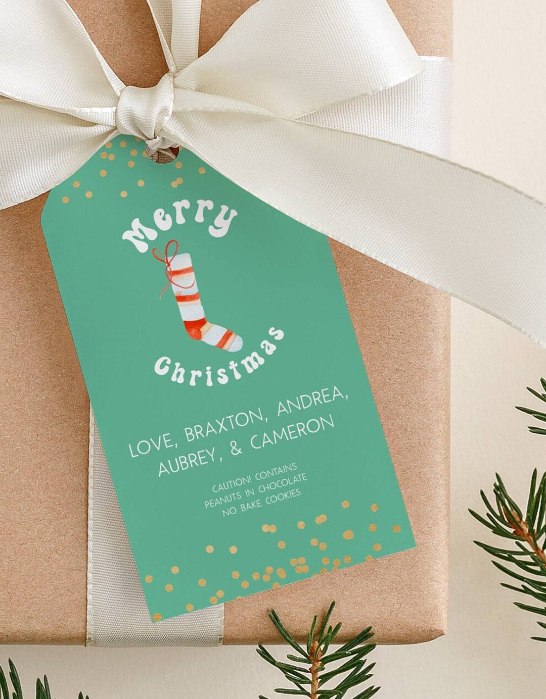 Retro Christmas Gift Tag Holiday Treat Tag Christmas Name - Etsy