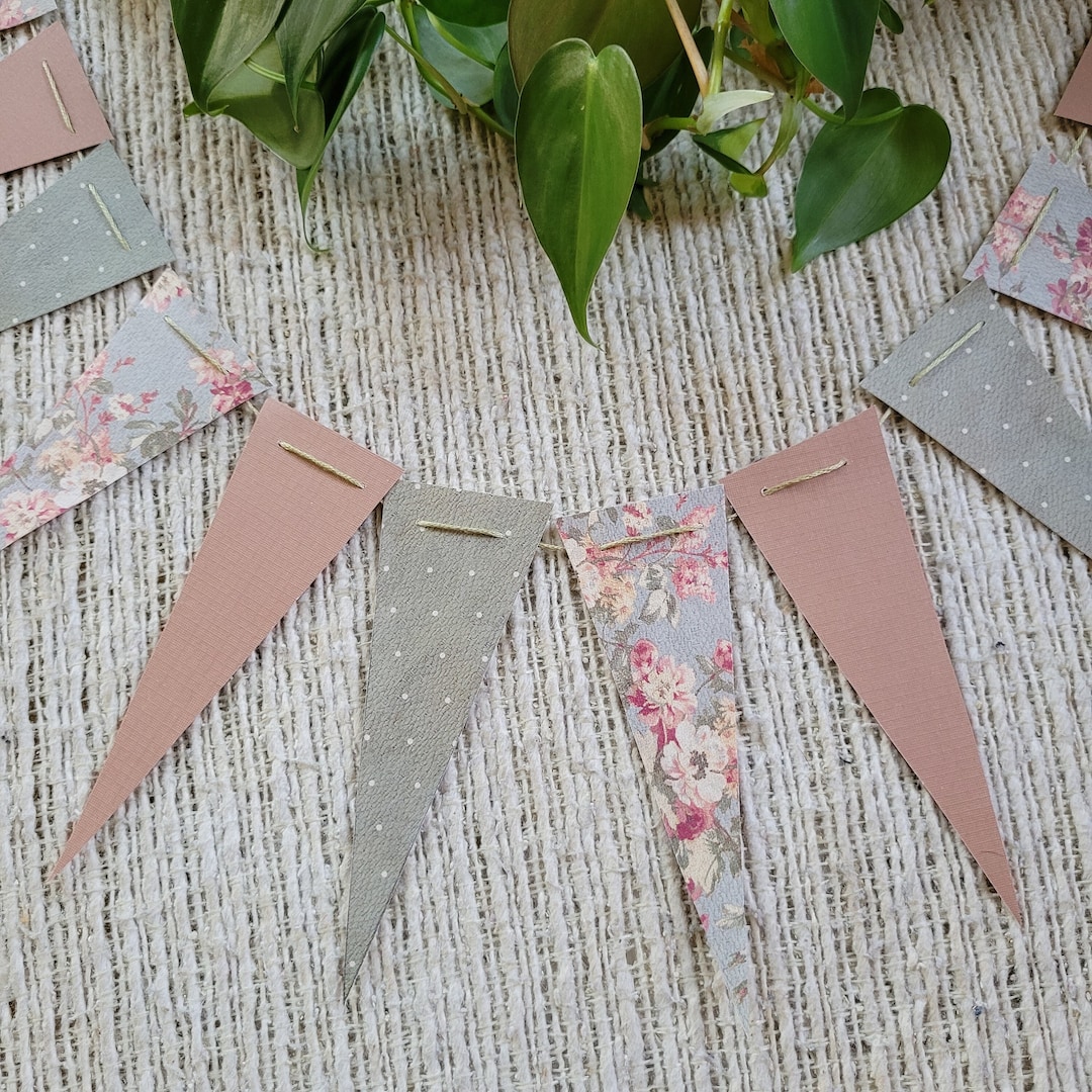Paper Flag Garland, Party Decor, Paper Bunting, Cottage Decor, Cozy ...