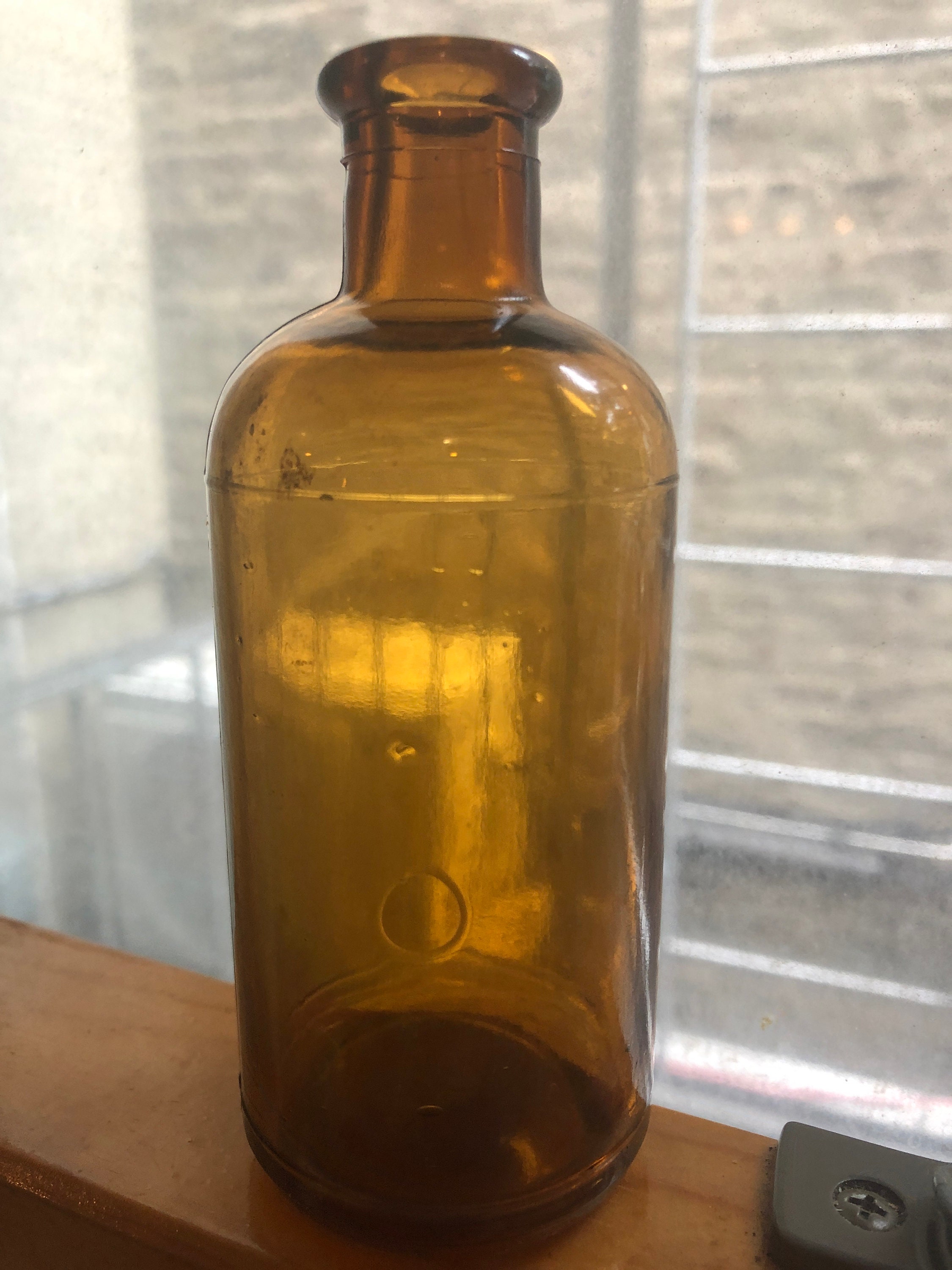 Antique Small Brown Glass Bottle - Etsy