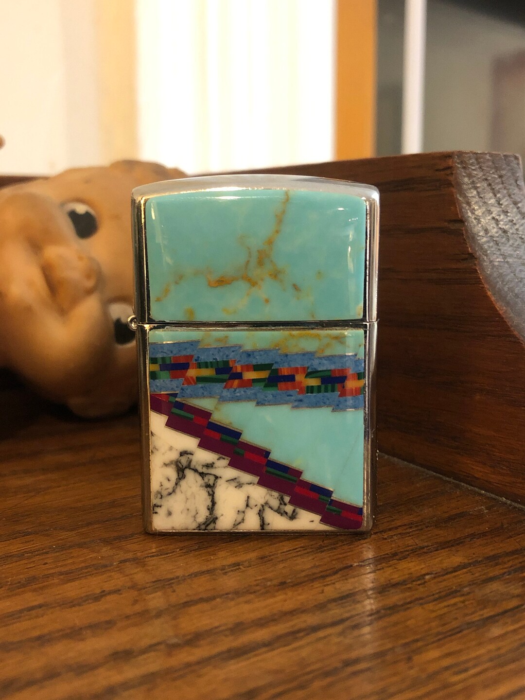 Turquoise and Multi Stone Marquetry Lighter - Etsy
