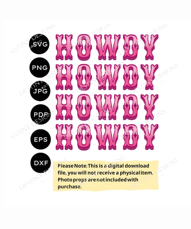 Howdy Pink SVG, PNG, EPS, Dxf, Pdf, Howdy Cut File, Western-themed ...
