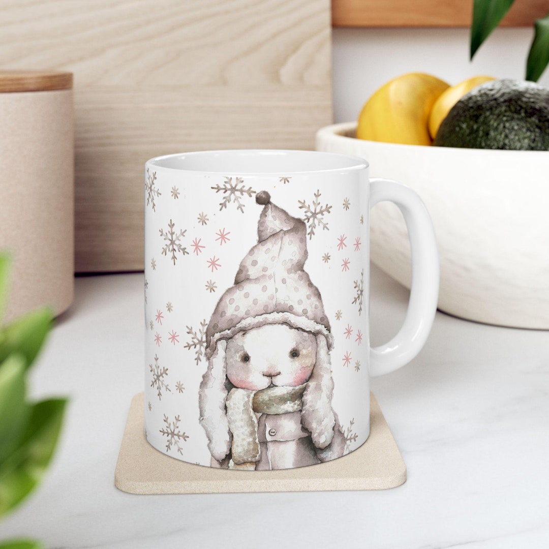 Ceramic Mug - Bunny Let It Snow Rabbit Snowflakes Gift Winter ...