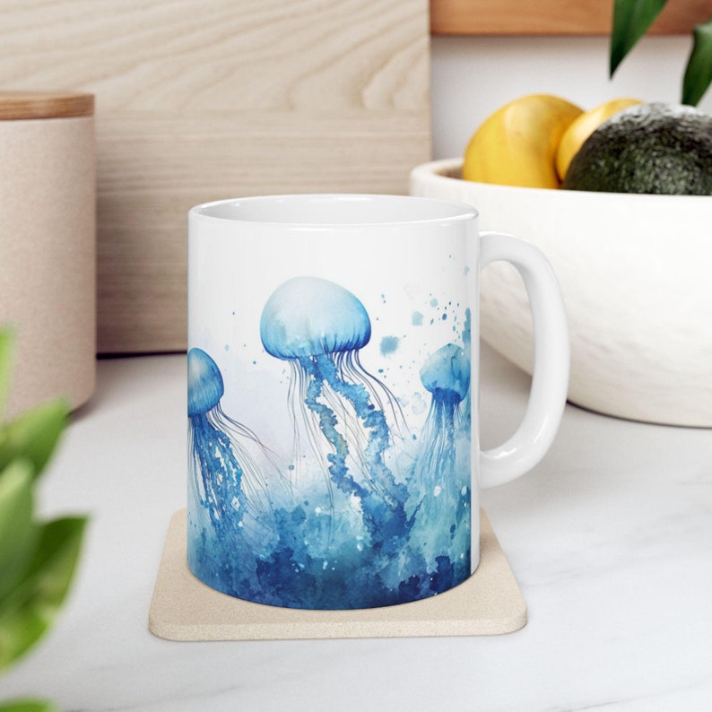 Jellyfish Ocean Sea Life Ceramic Mug Wrap Gift 11oz Coffee Cup, Tea Mug ...