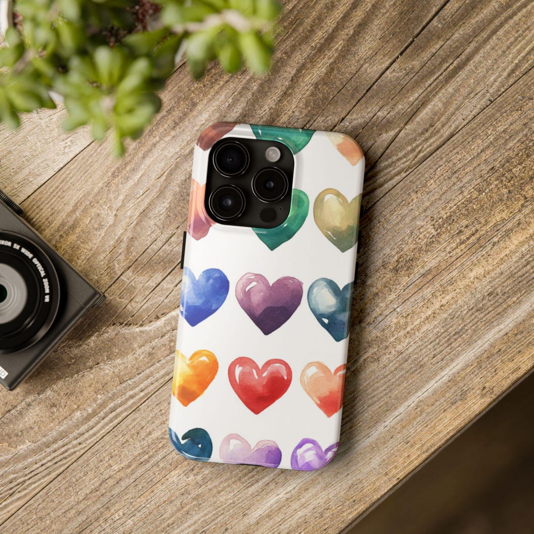 Watercolor Look Heart Tough Phone Cases, Protective iPhone Cover ...