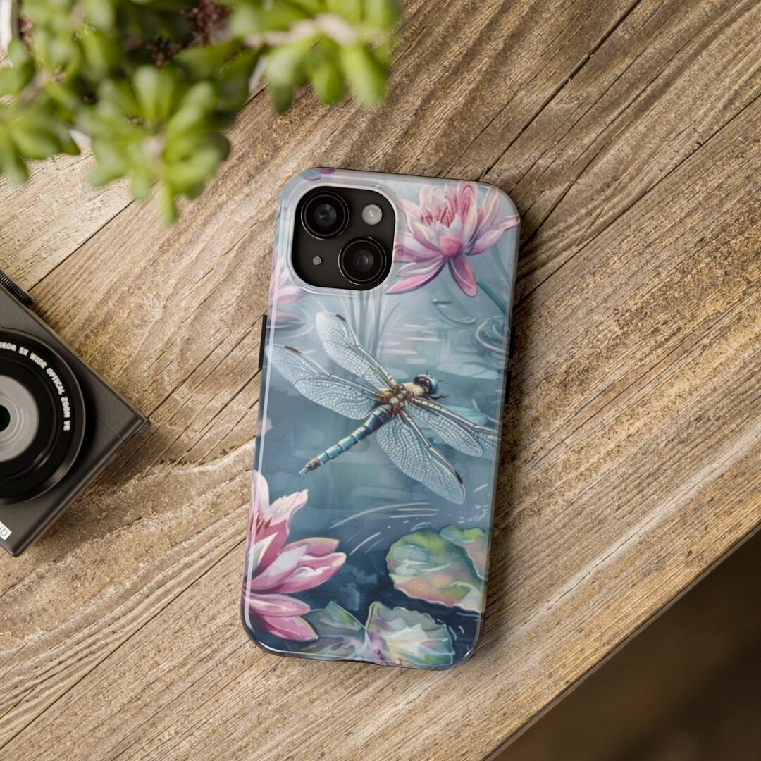 Dragonfly With Pond Lilies Phone Case,dragonfly Gift,gift for Dragonfly ...