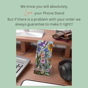 Smartphone Stand, Flowers Stained Glass Look, Floral Gift, Stocking ...