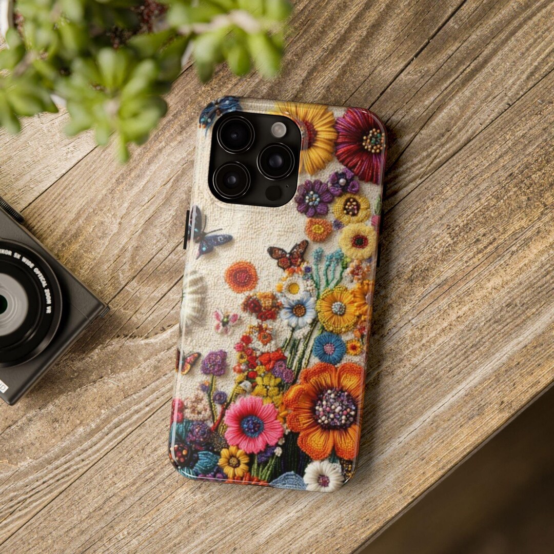 Boho Beaded Look Tough Phone Cases - Butterflies and Flowers Crafty ...
