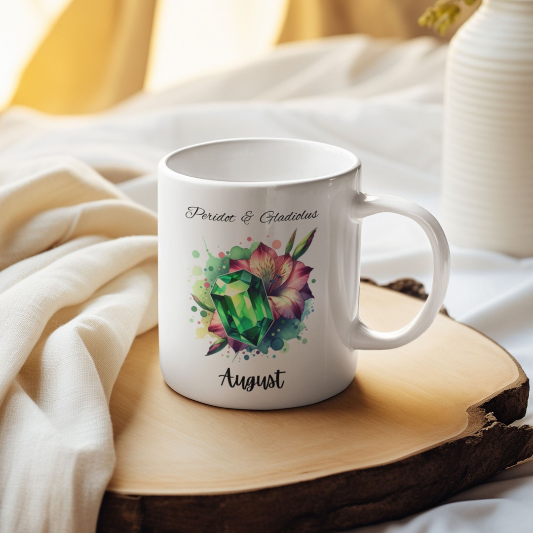 August Birthstone and Birth Flower Ceramic Mug,august Birthday Gift ...
