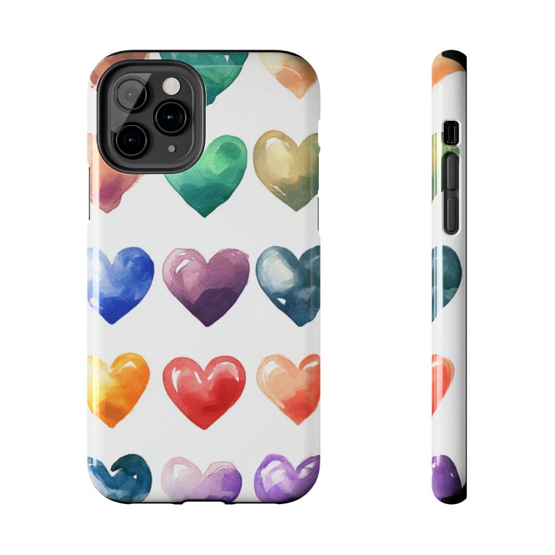 Watercolor Look Heart Tough Phone Cases, Protective iPhone Cover ...