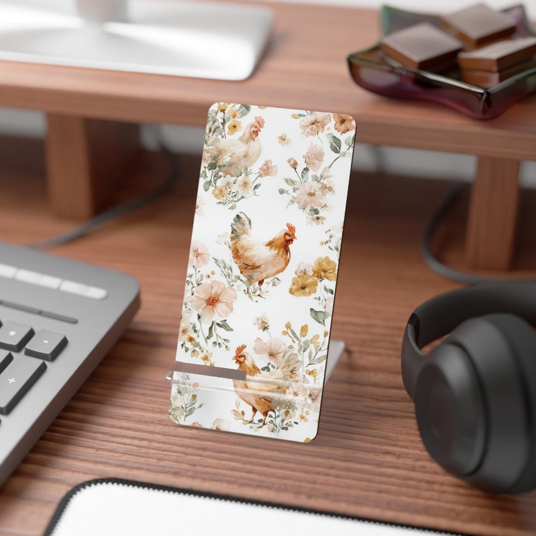 Floral Rooster Phone Stand: Rustic Farmhouse Desk Organizer - Etsy