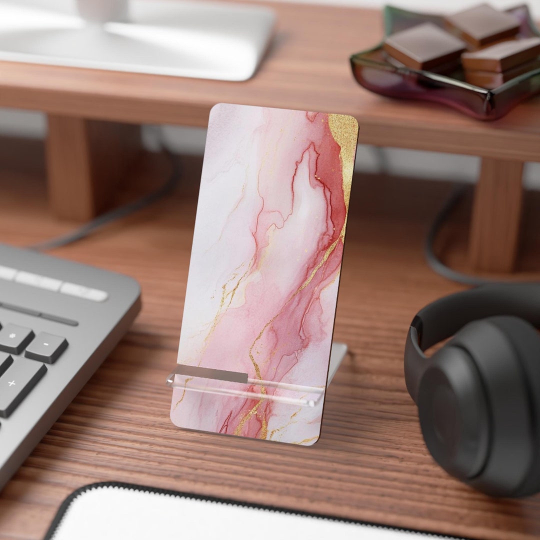 Pink Marble Smartphone Stand, Marble Look, Gift Idea, Stocking Stuffer ...