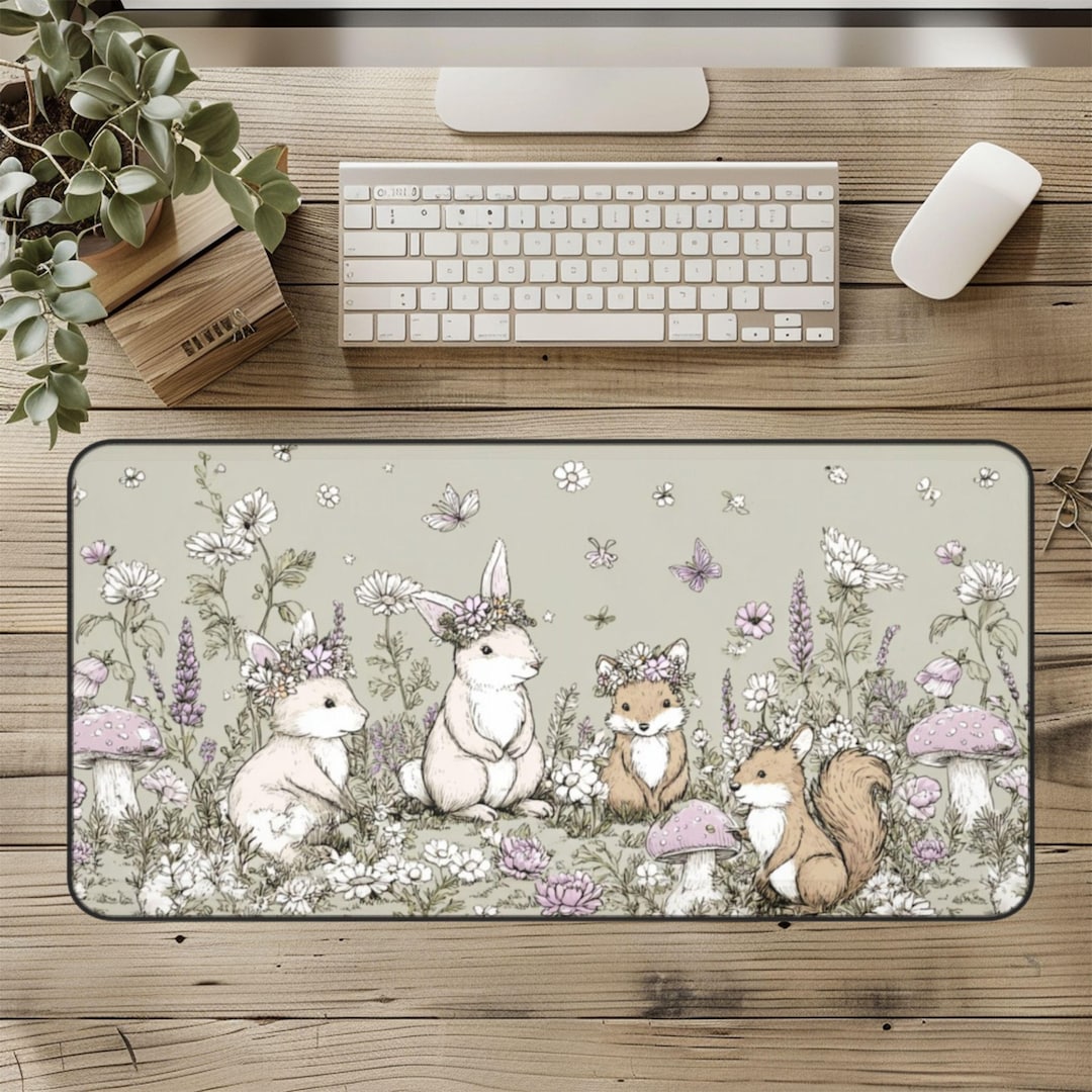 Forest Animals Desk Mat: Whimsical Home Office Decor - 16"x32" - Etsy
