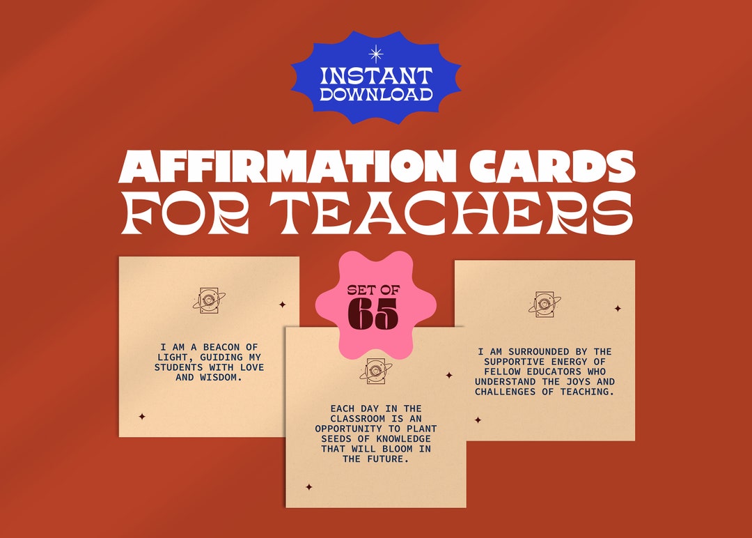 Set of 60 Teacher Affirmations | Positive Words of Encouragement for ...