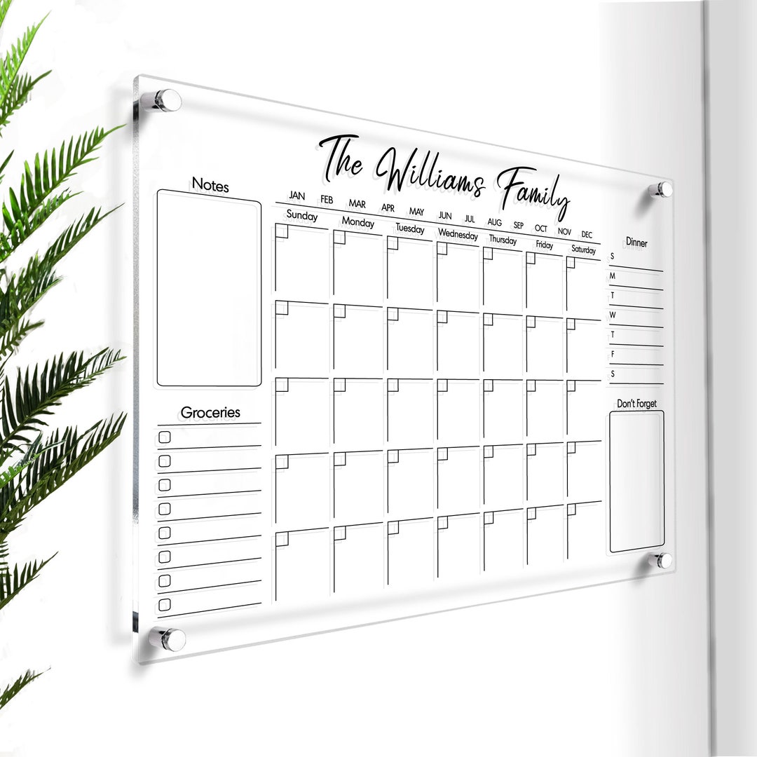 Custom Family Calendar | Acrylic Planning Board | home & Living Acrylic ...
