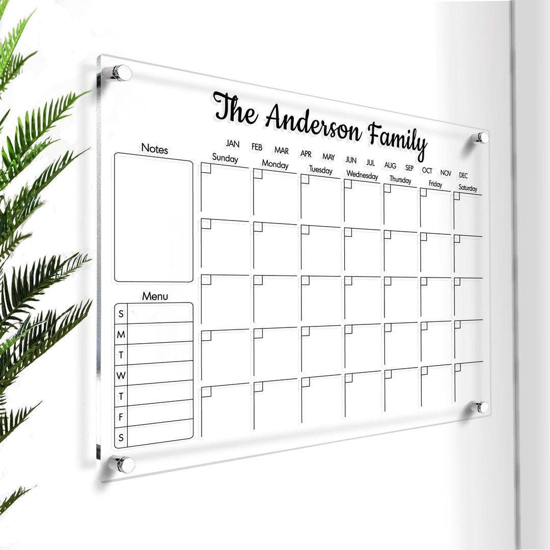 Acrylic Calendar for Wall | Custom Monthly-weekly Planner | Large Dry ...