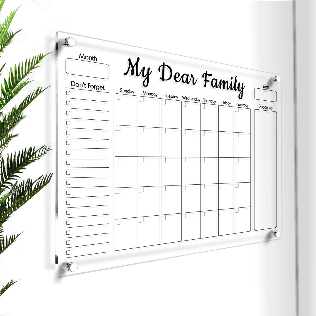 Personalized Monthly Planner | acrylic Wall Calendar | acrylic Calendar ...
