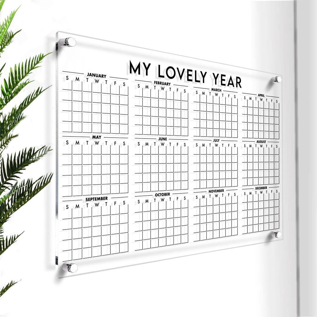 2026 Personalized Acrylic Yearly Calendar | Dry Erase Custom Office ...