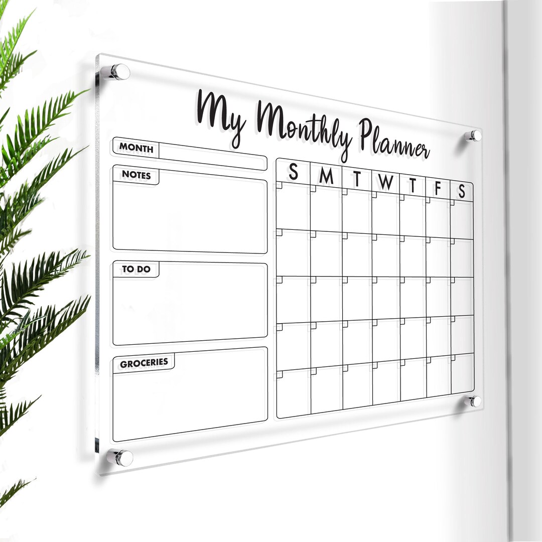 Dry Erase Calendar | Acrylic Board With Personal Title | Custom Family ...
