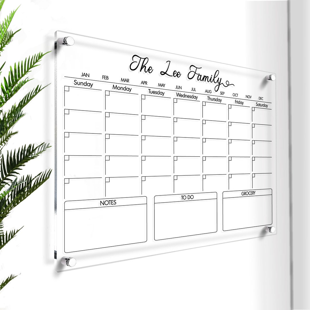 Acrylic Calendar | Custom Wall Planner | Large Wall Calendar on Clear ...