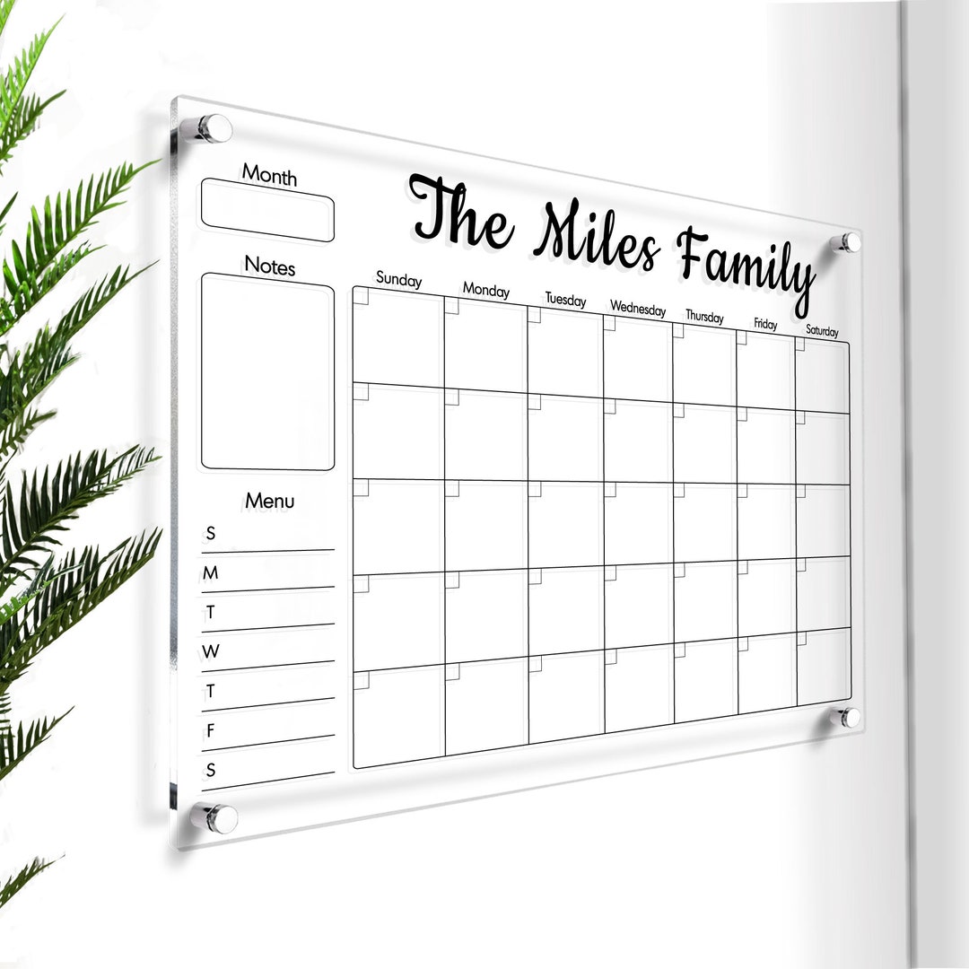 Custom Acrylic Family Planner | Wall Calendar | Dry Erase Planner ...