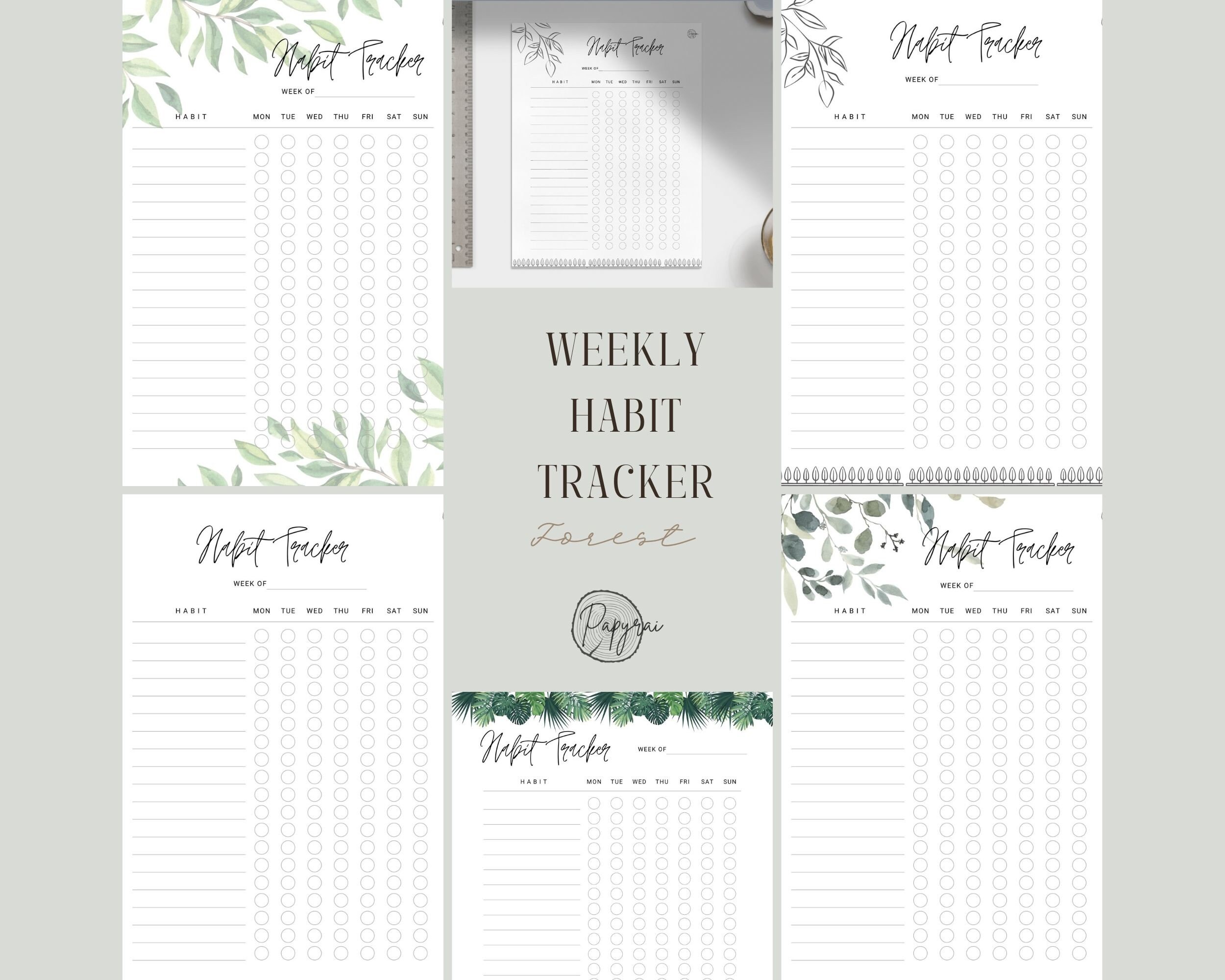 Weekly Habit Tracker for Self-care Wellness Fitness Mental - Etsy
