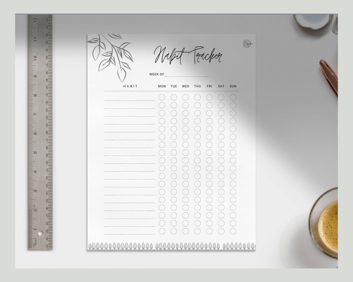 Weekly Habit Tracker for Self-care, Wellness, Fitness, Mental Health ...