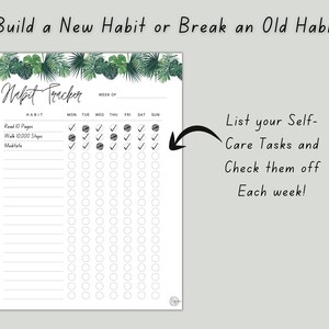Weekly Habit Tracker for Self-care, Wellness, Fitness, Mental Health ...