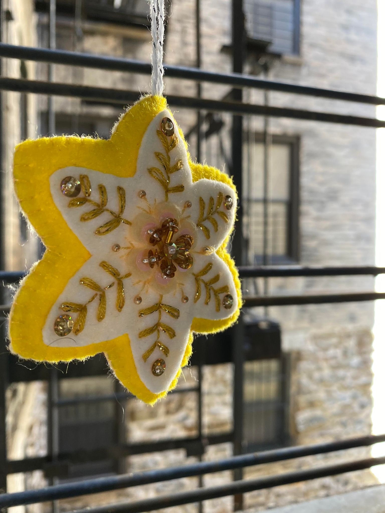 Handmade Felt Ornament Hand Embroidered Ornament Folk Art Snowflake ...