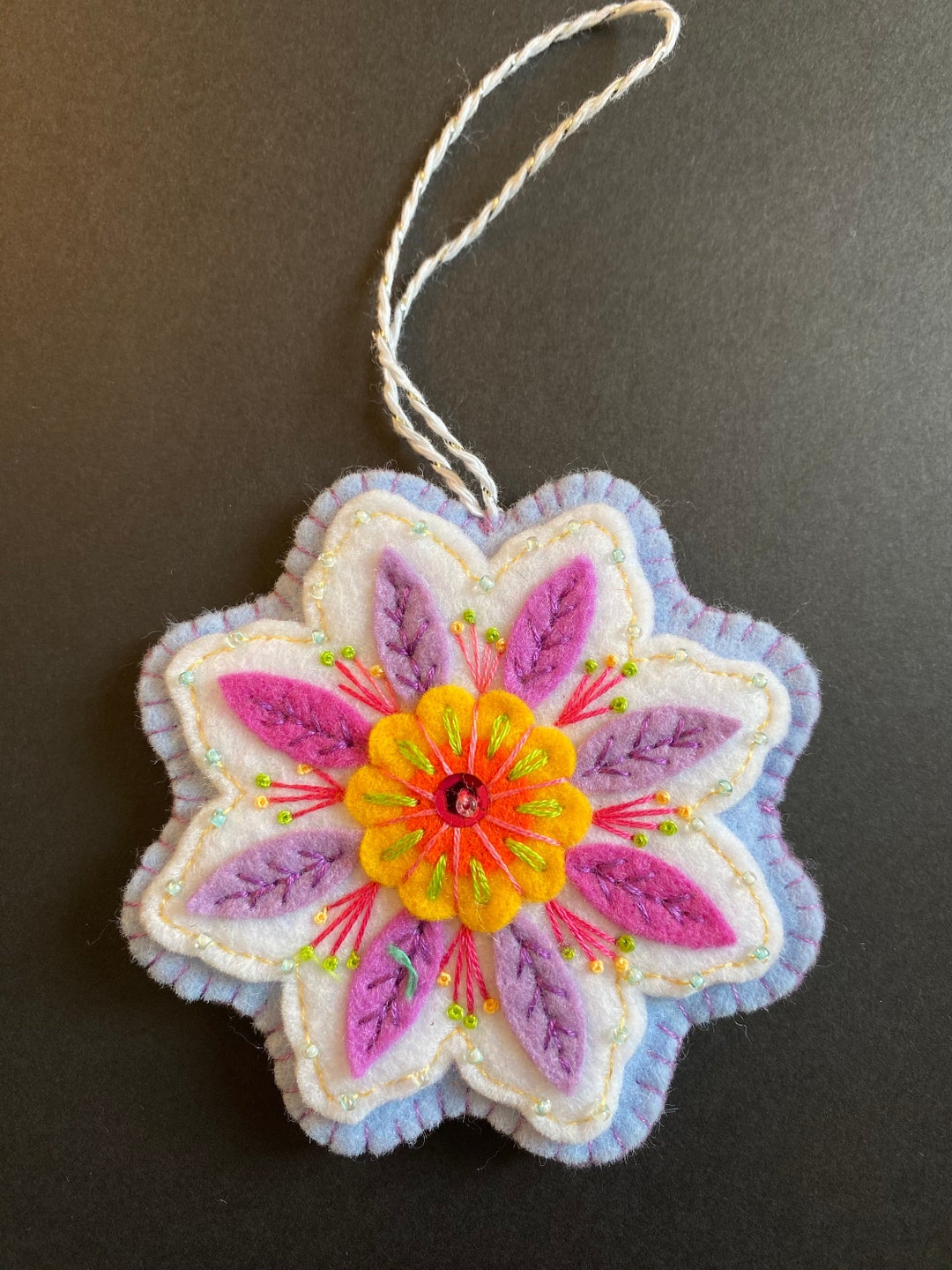 Multicolor Handmade Felt Ornament | Hand Embroidered Ornament | Folk ...