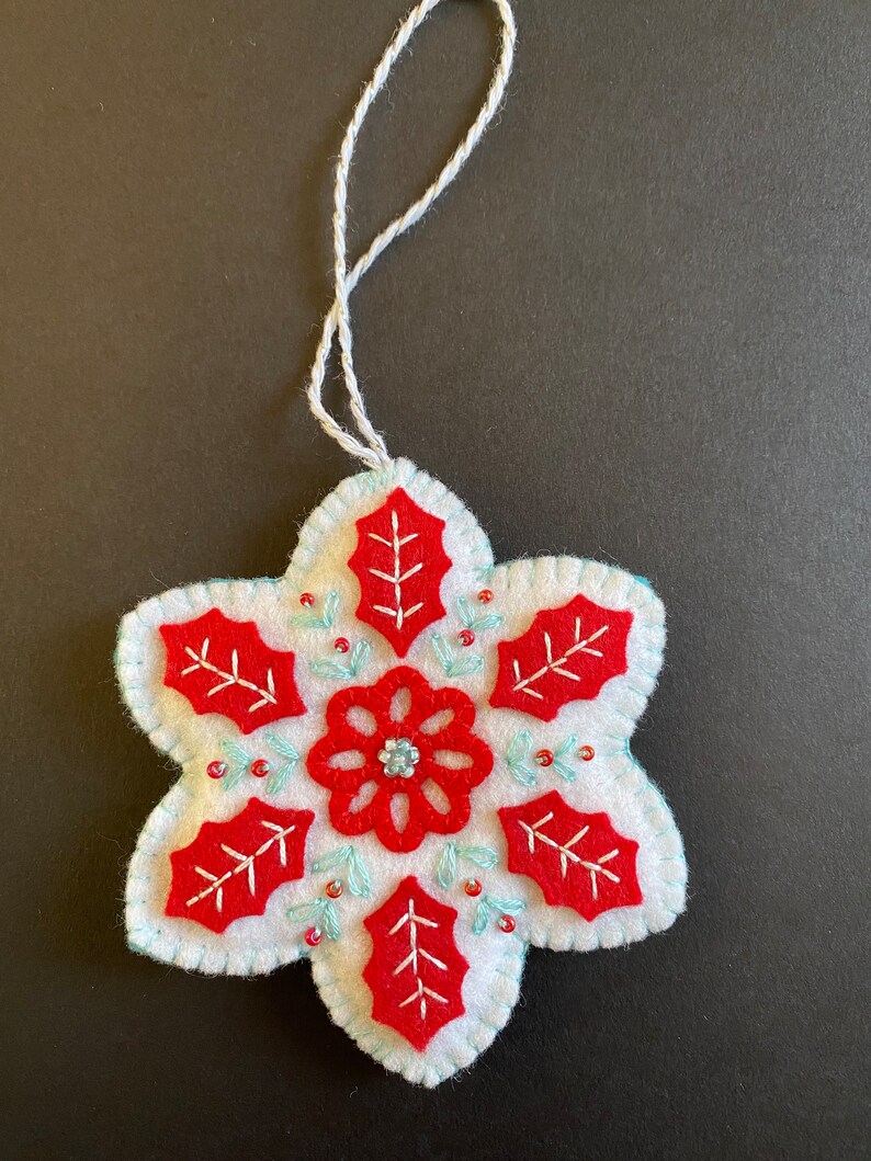 Red/white/blue Handmade Felt Ornament Hand Embroidered Ornament Folk ...