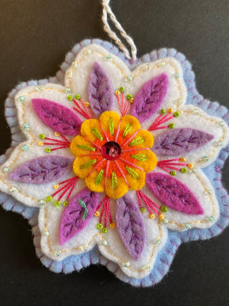 Multicolor Handmade Felt Ornament | Hand Embroidered Ornament | Folk ...