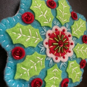 Handmade Felt Ornament | Hand Embroidered Ornament | Folk Art Snowflake ...