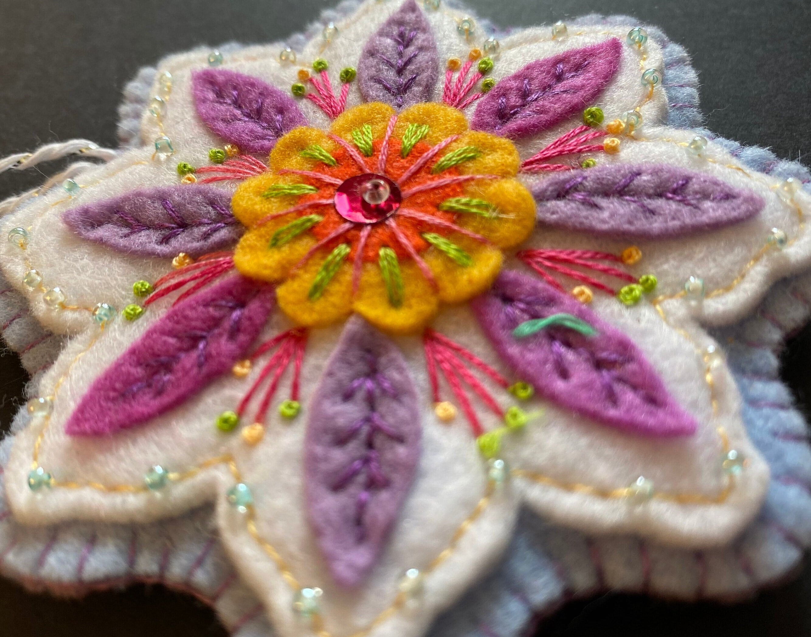 Multicolor Handmade Felt Ornament | Hand Embroidered Ornament | Folk ...
