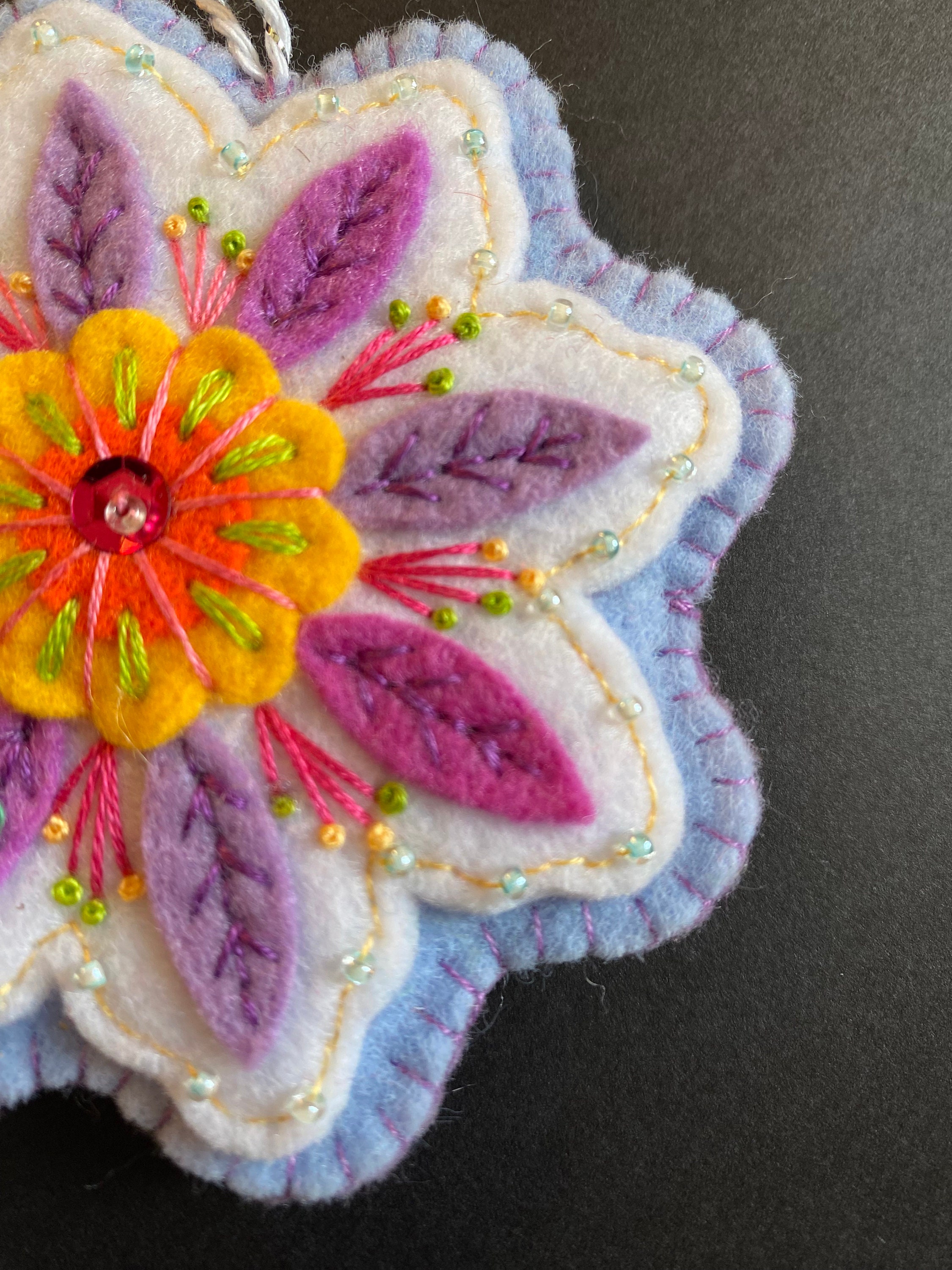 Multicolor Handmade Felt Ornament | Hand Embroidered Ornament | Folk ...