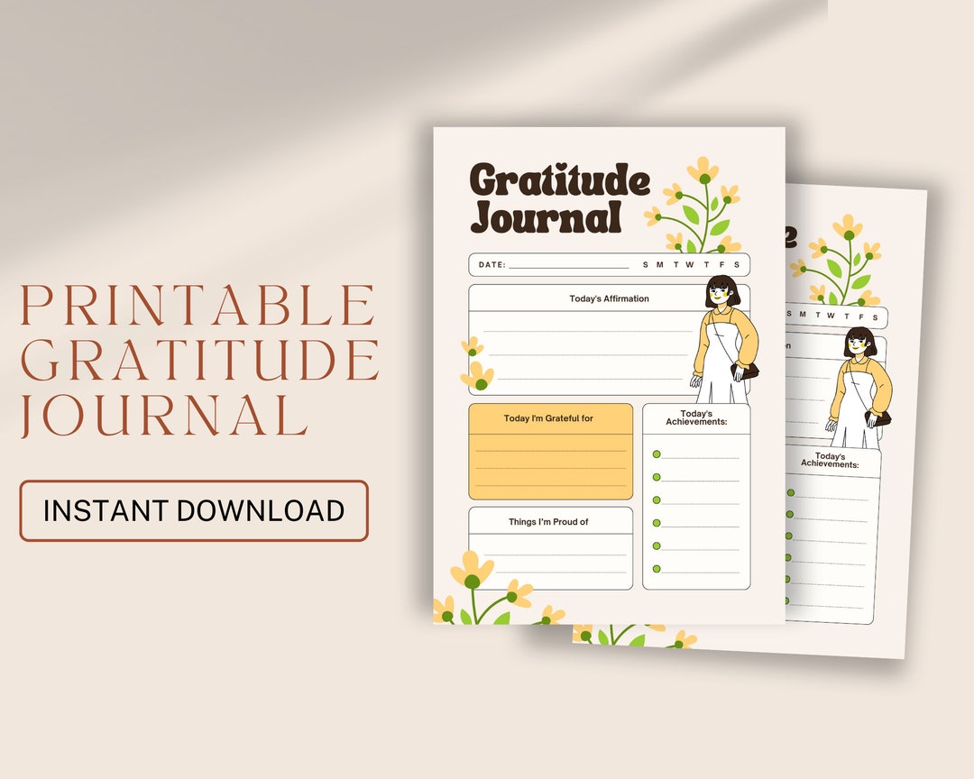 Gratitude Journal Mental Health Wellness Tracker Mood - Etsy