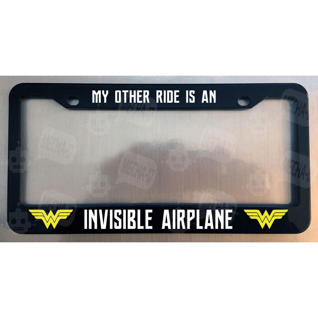 My Other Ride is an Invisible Airplane Glossy Black License Plate Frame ...