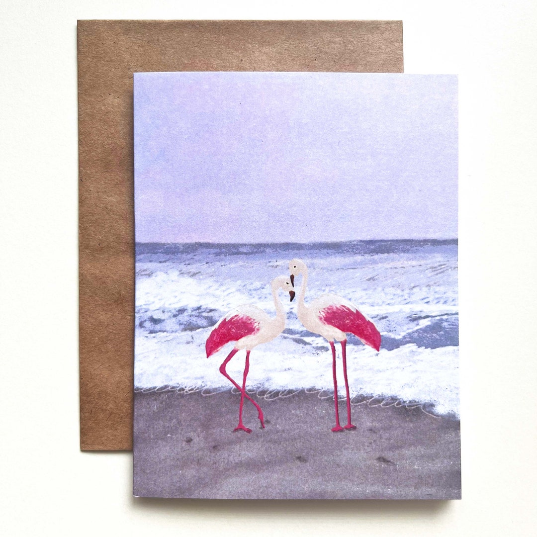 Love Nuzzle Hand-drawn Flamingo Valentine's Day Card - Etsy