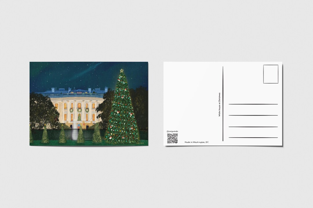 Washington DC Postcard - White House at Christmas - Etsy