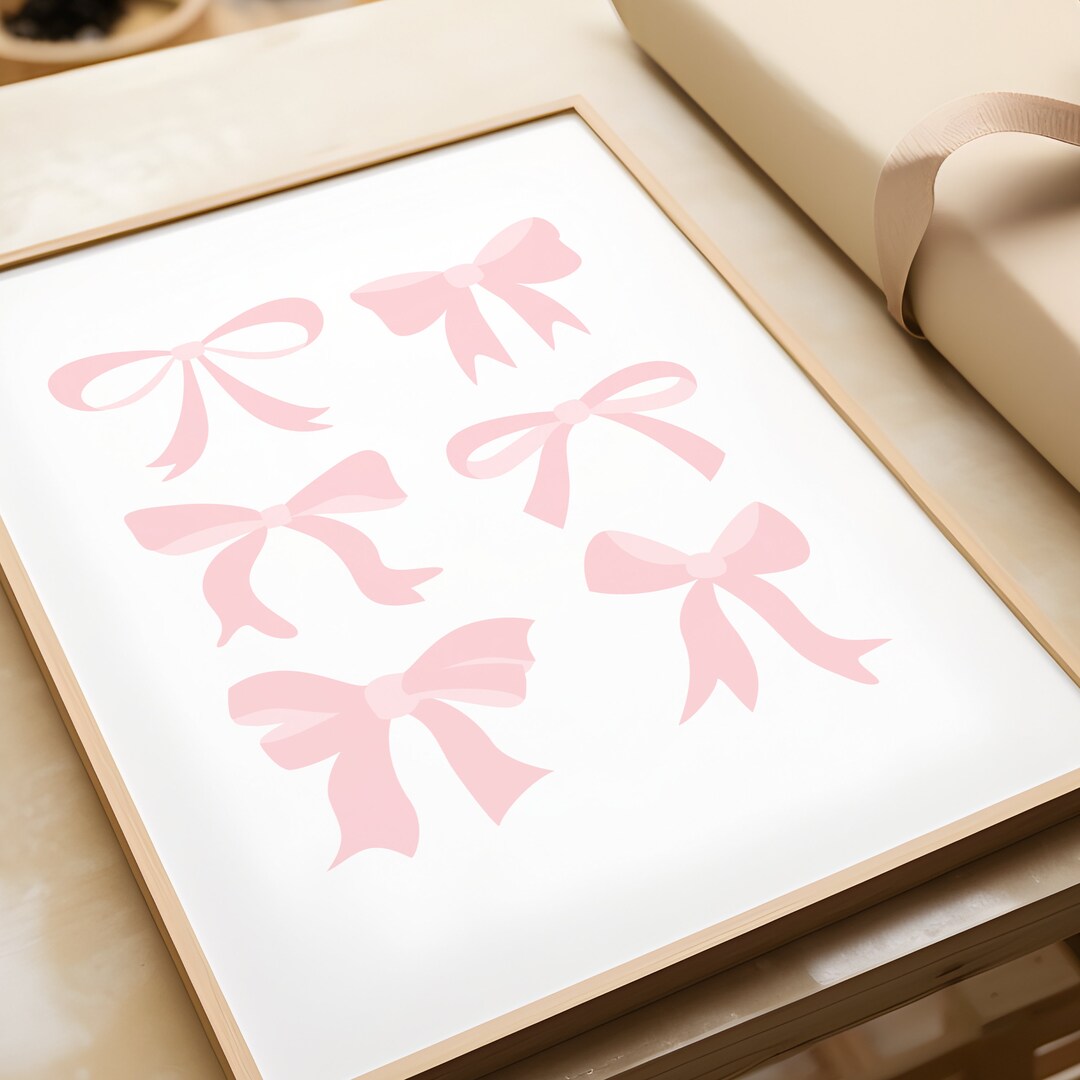 Coquette Room Decor, Coquette Wall Decor, Coquette Wall Art, Bow Print ...