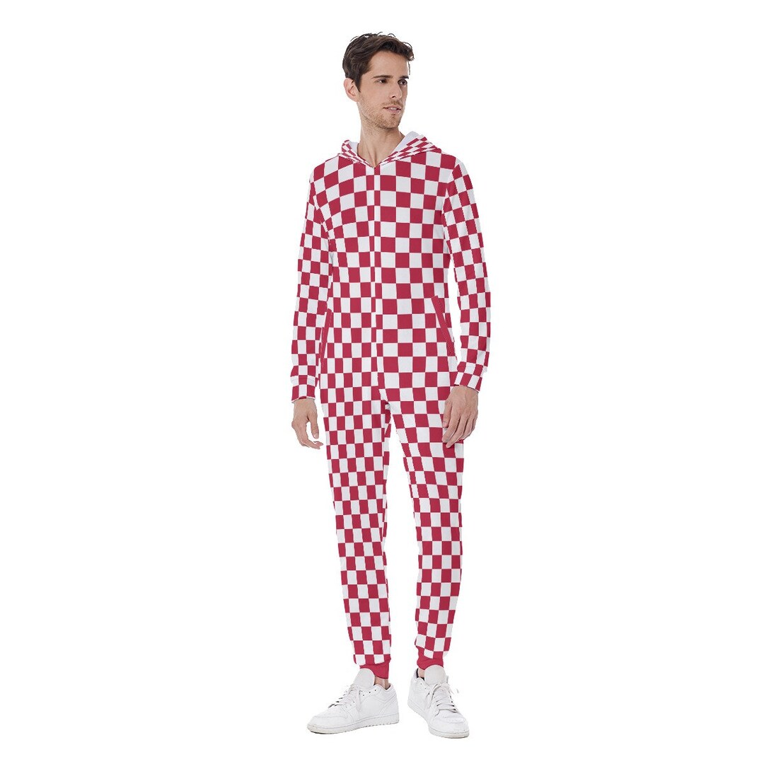 Men's Red/white Checkerboard Jump Suit - Etsy