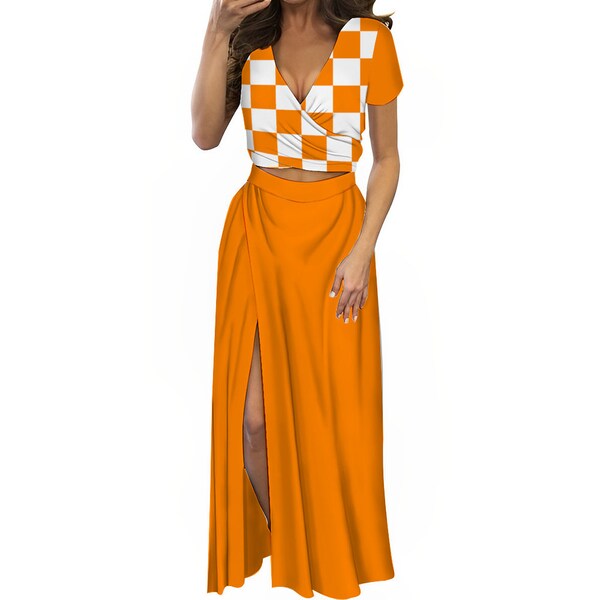 Orange Two Piece Outfit Etsy