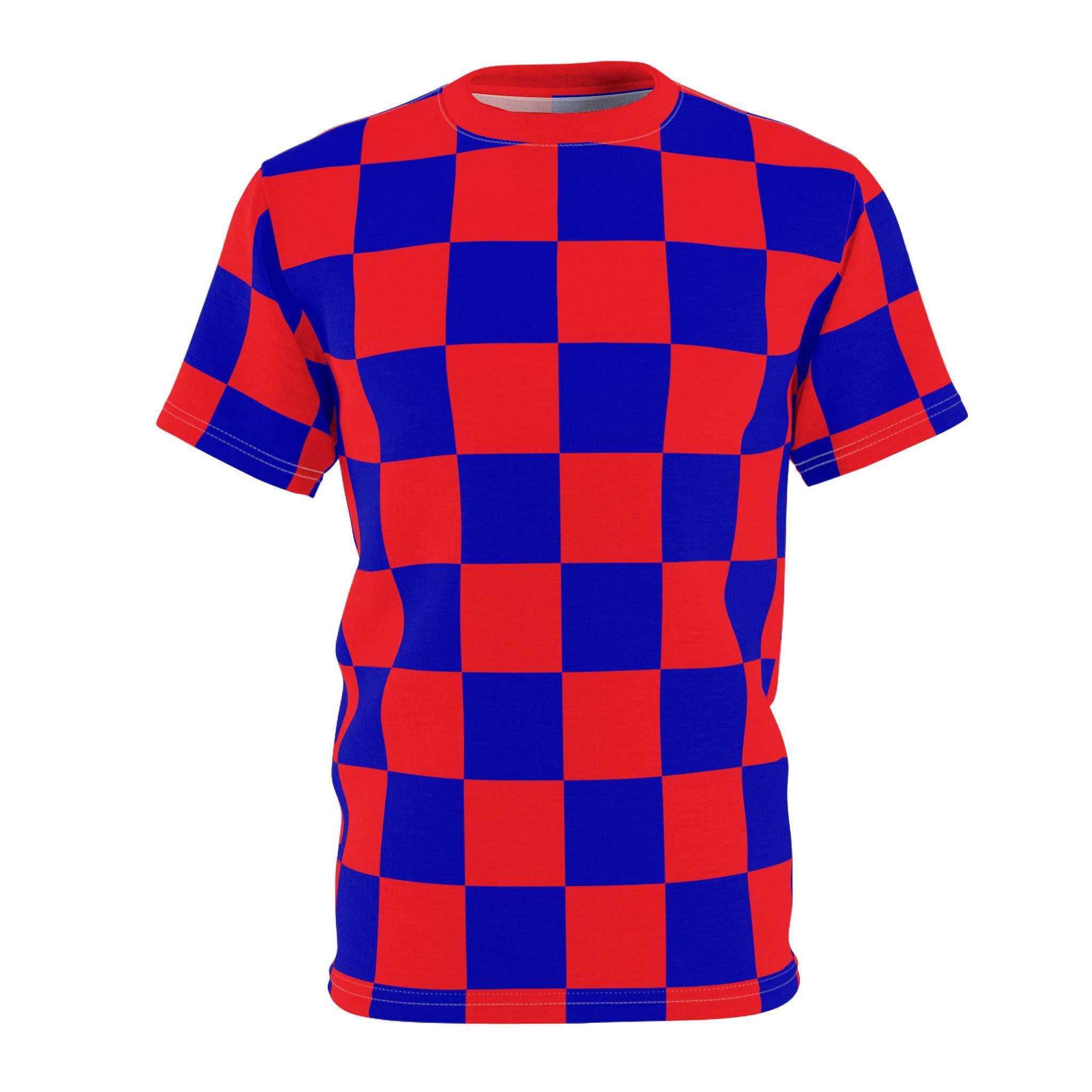 Superhero Checkerboard Shirt Royal Blue & Red - Etsy