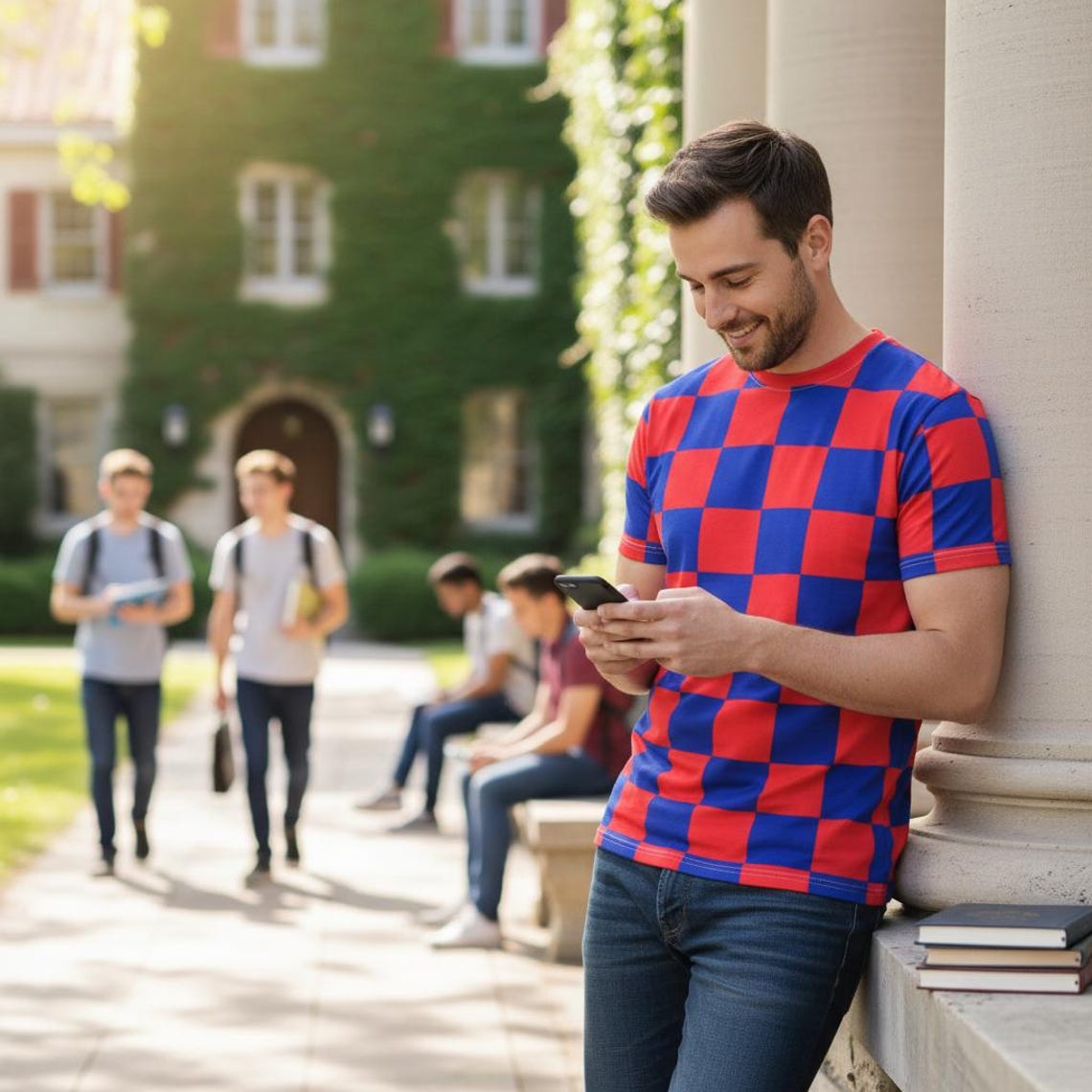 Superhero Checkerboard Shirt Royal Blue & Red - Etsy