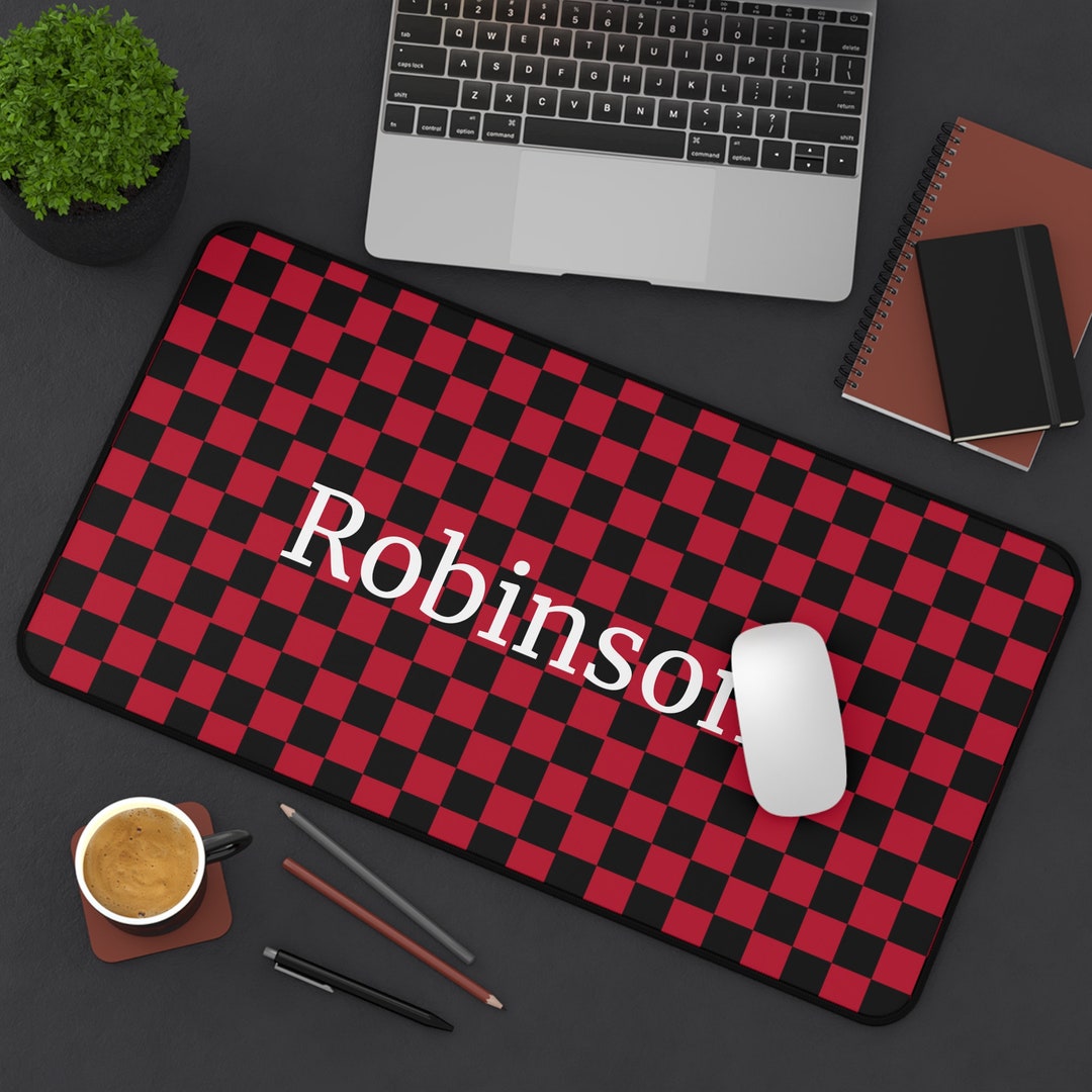 Custom Checkerboard Red and Black Desk Mat - Etsy