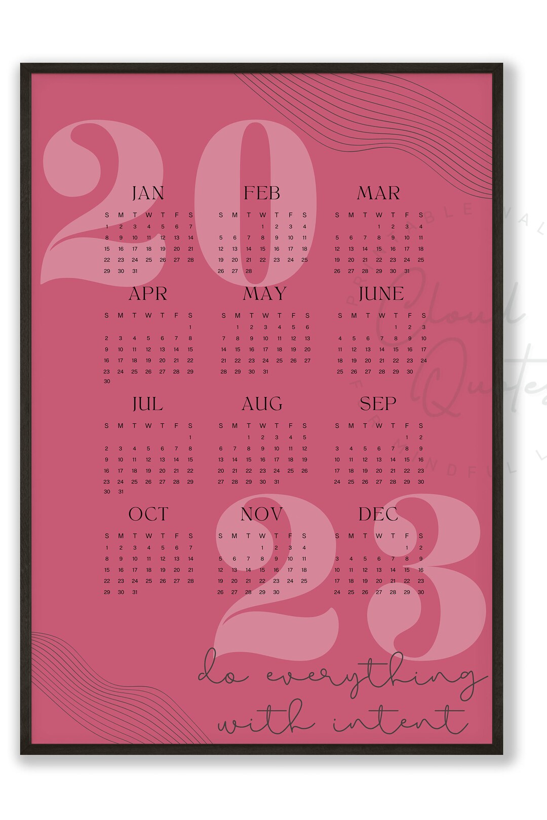 2023 Calendar Printable Wall Art, Viva Magenta, Digital Download ...